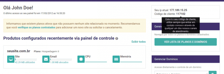 Como verificar o seu código de cliente no Painel de Controle KingHost