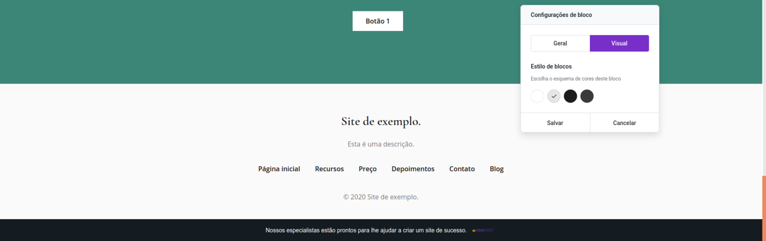 Criador de Site: Como customizar o rodapé do site - kingHost