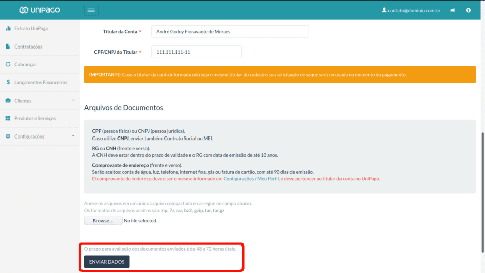 Como solicitar o saque do UniPago - kingHost