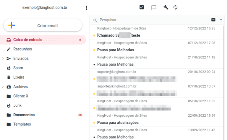 Webmail KingHost – Como utilizar as principais funções – Tema Gmail+