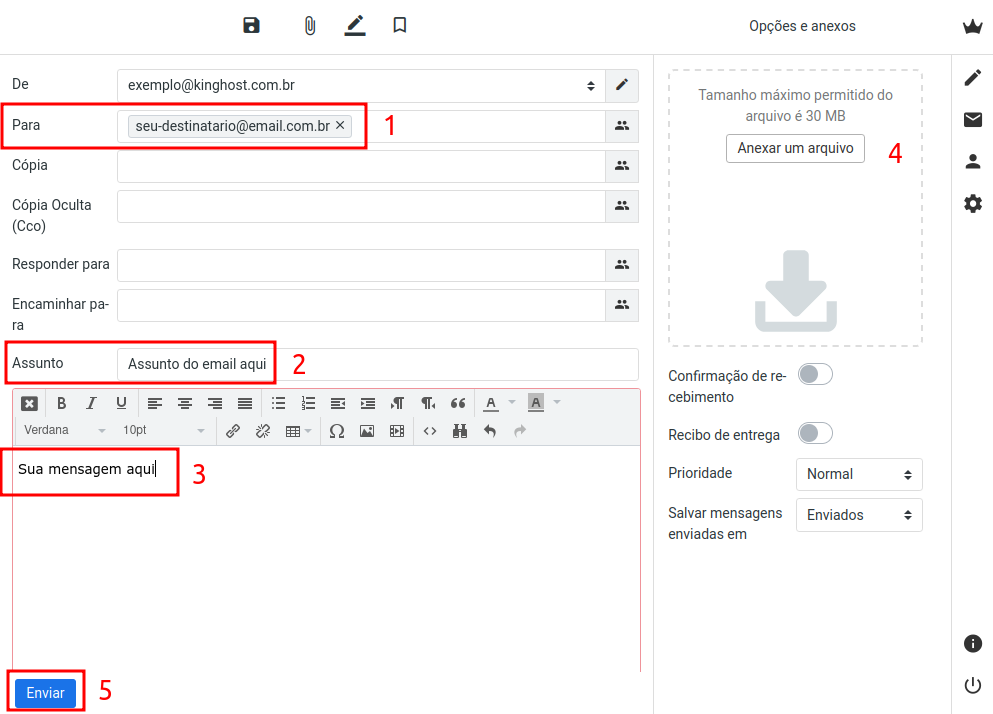 Webmail KingHost – Como utilizar as principais funções – Tema Gmail+